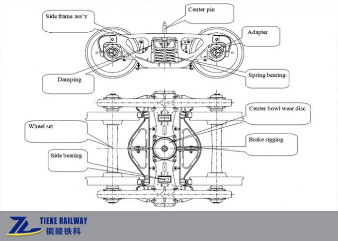 14 Ton Axle Load 3 Piece Bogie For 1000mm Gauge Railroad Train